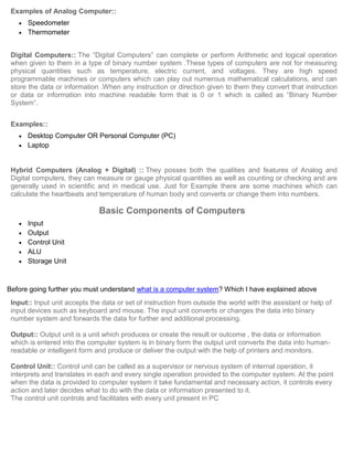 Classifications of computer | PDF