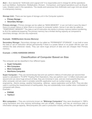 Classifications of computer | PDF
