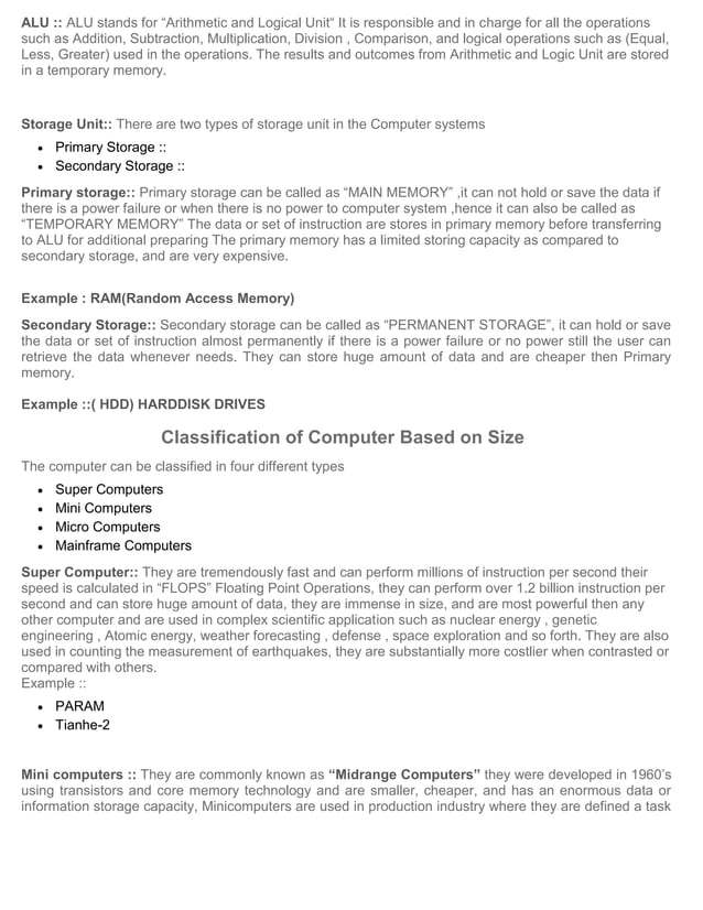 Classifications of computer | PDF