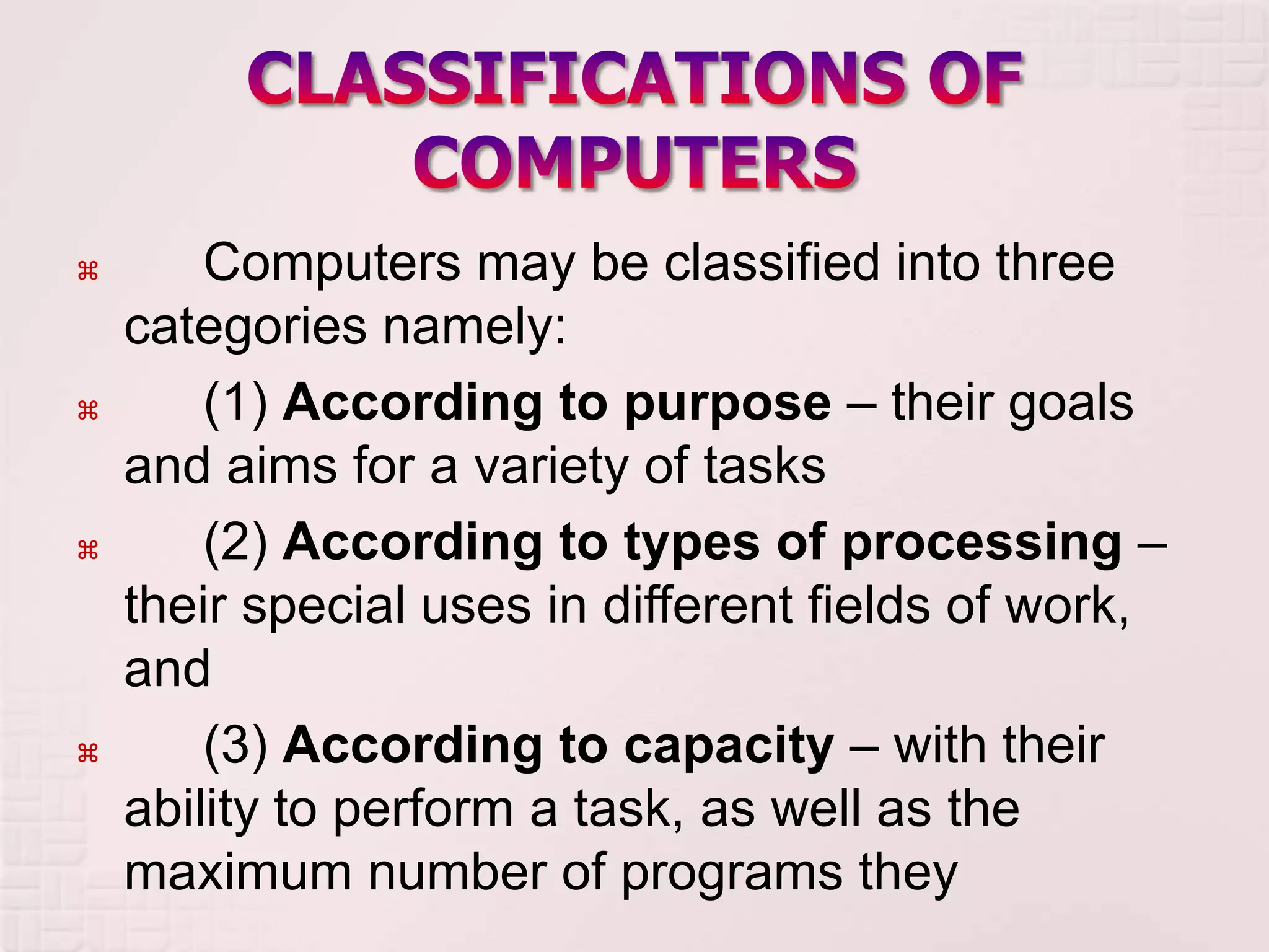 CLASSIFICATIONS_OF_COMPUTERS.pptx | Desktops | Computing
