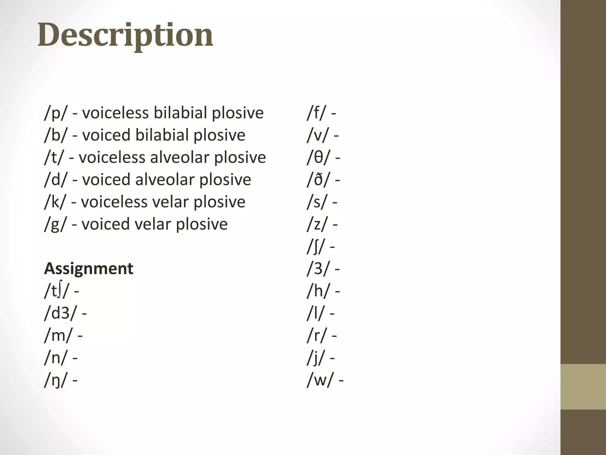 Classifications of consonants | PPTX