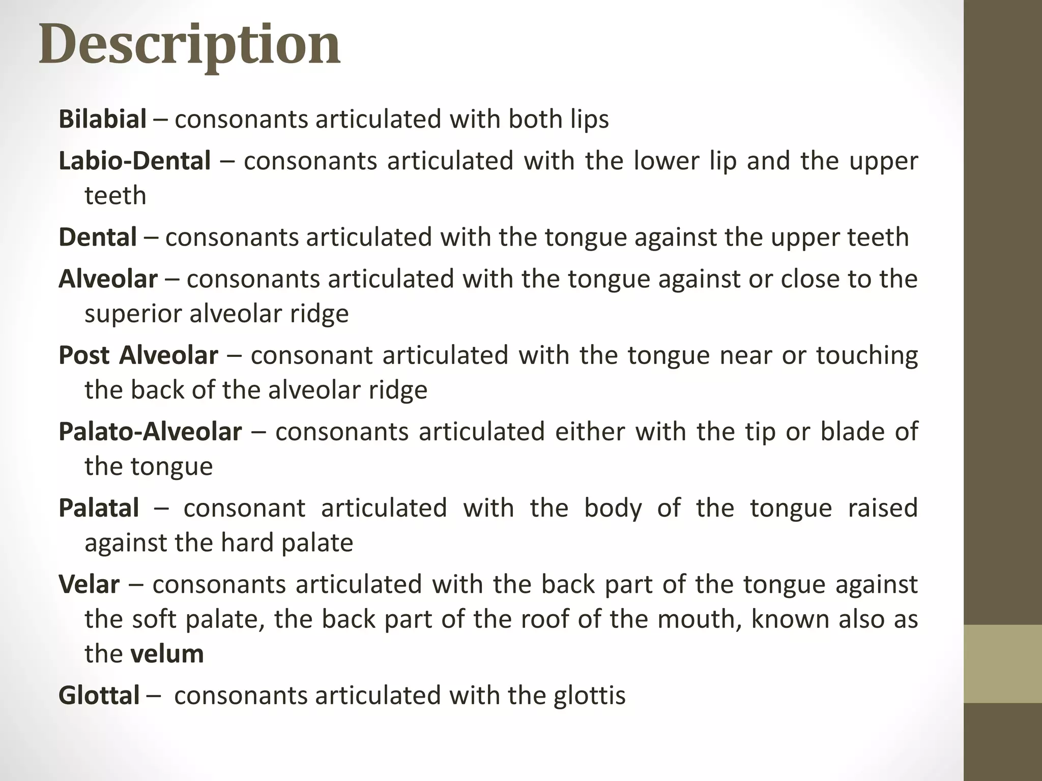 Classifications of consonants | PPTX