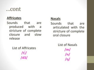 Classifications of consonants | PPTX