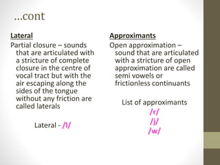 Classifications of consonants | PPTX