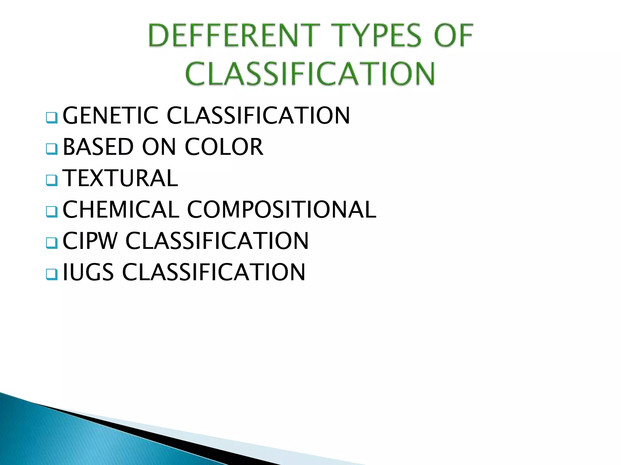 Classifications of igneous rocks | PPTX