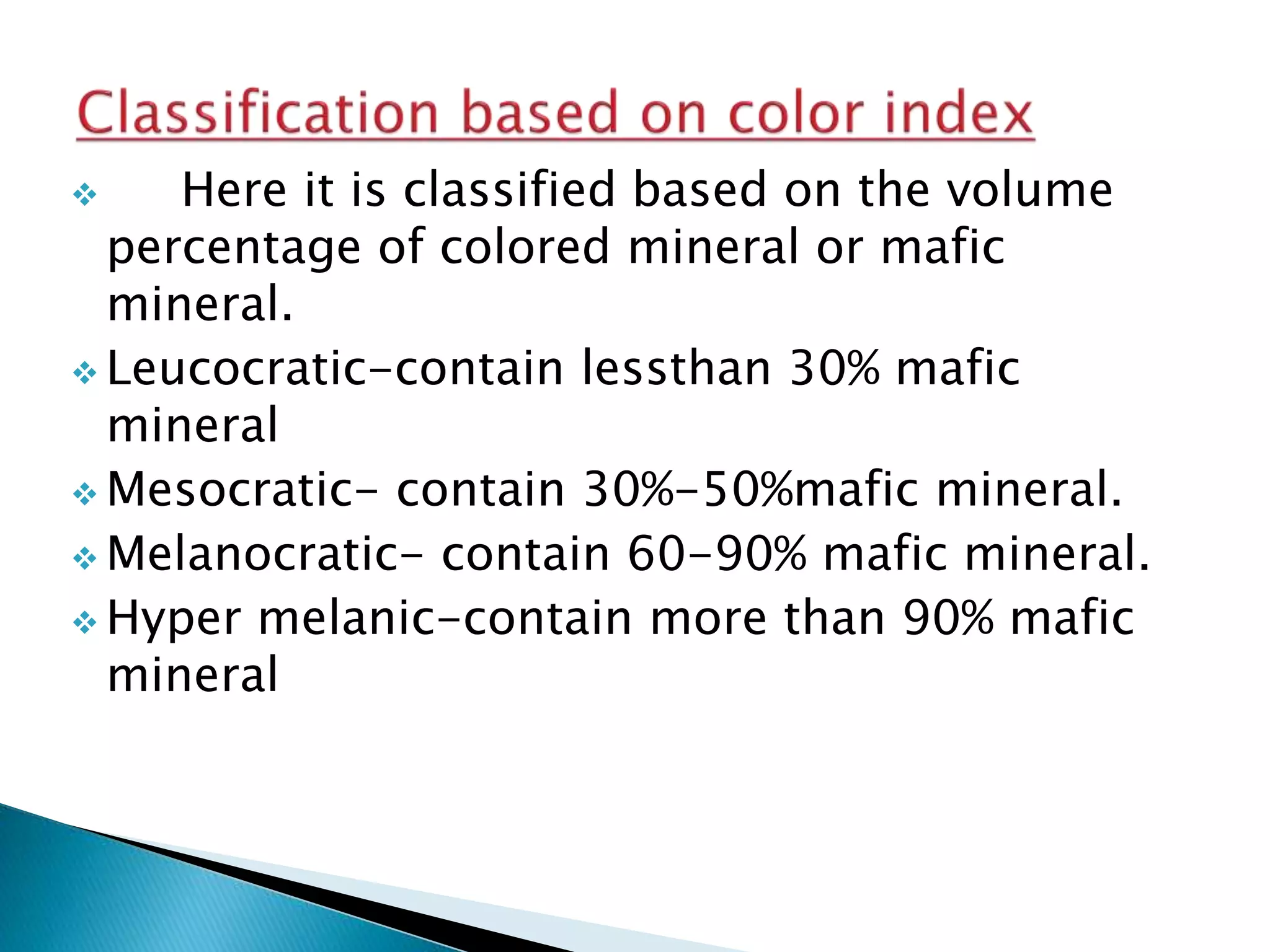 Classifications of igneous rocks | PPTX