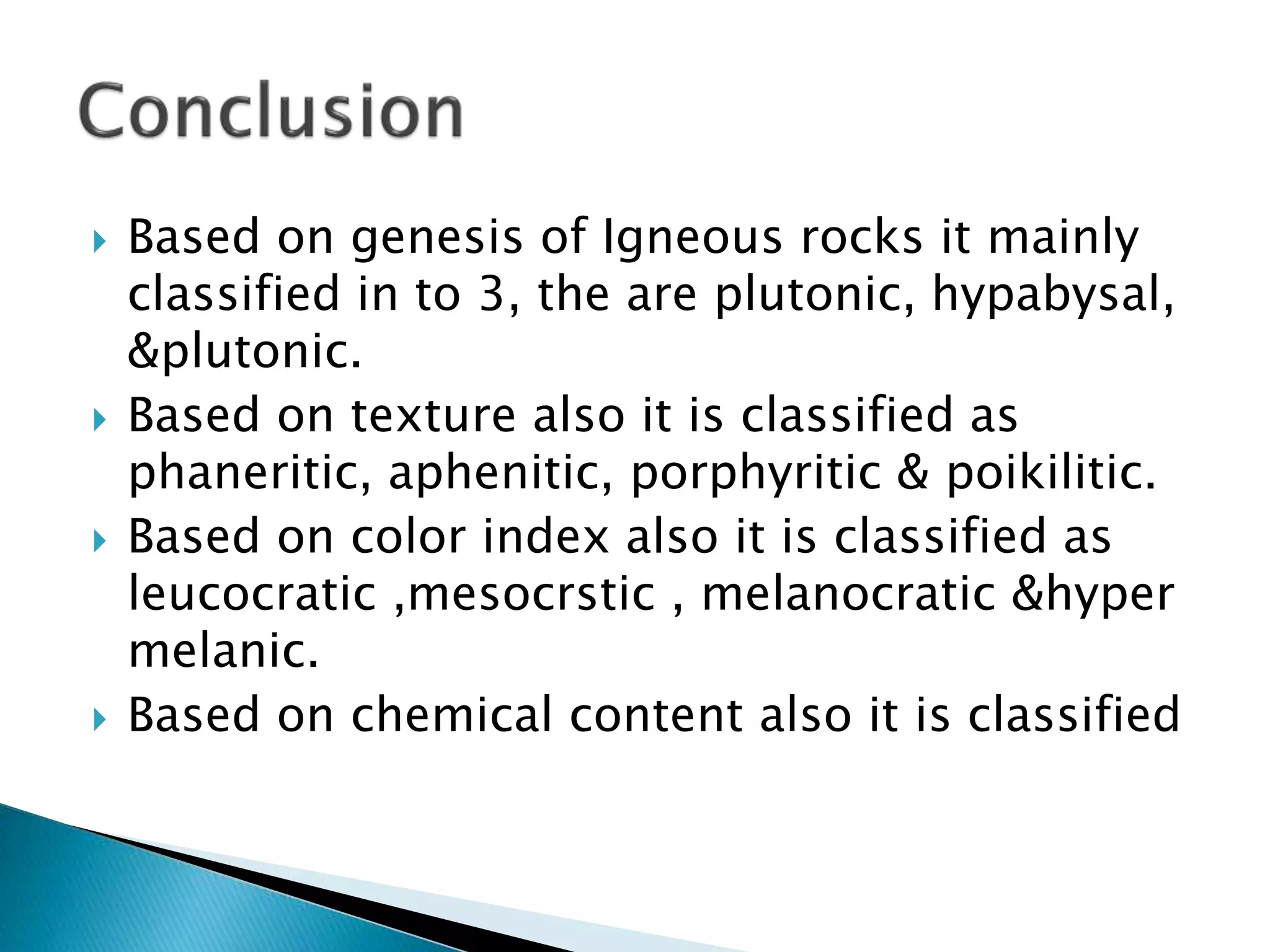 Classifications of igneous rocks | PPTX