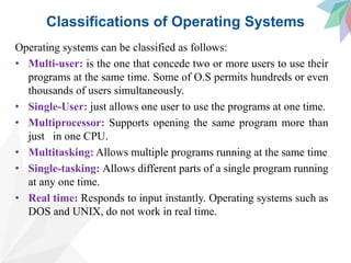 Classifications of OS.pptx | Operating Systems | Computer Software and Applications