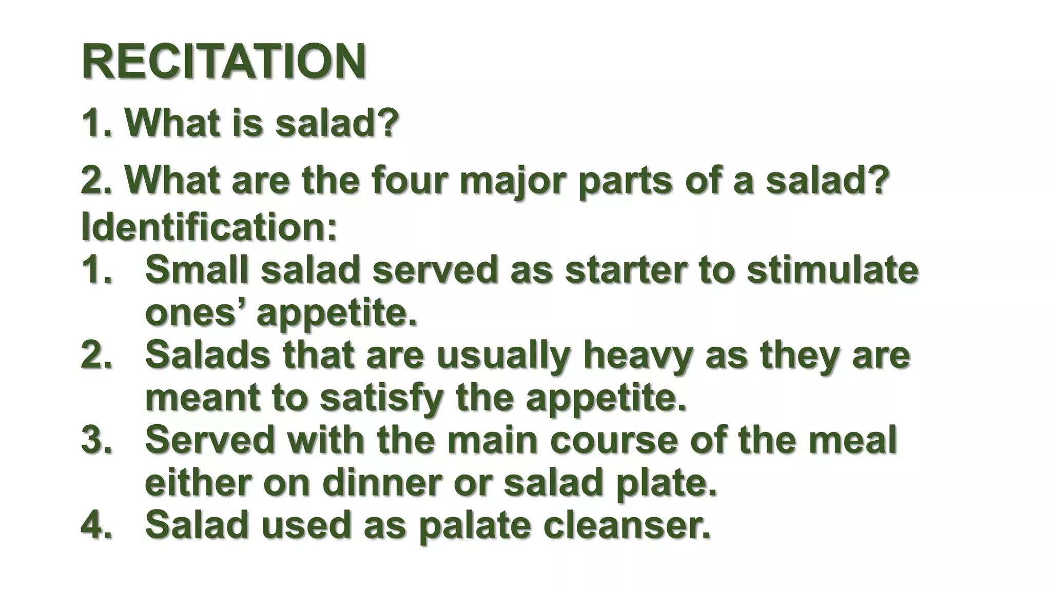 Classifications of salads | PPTX