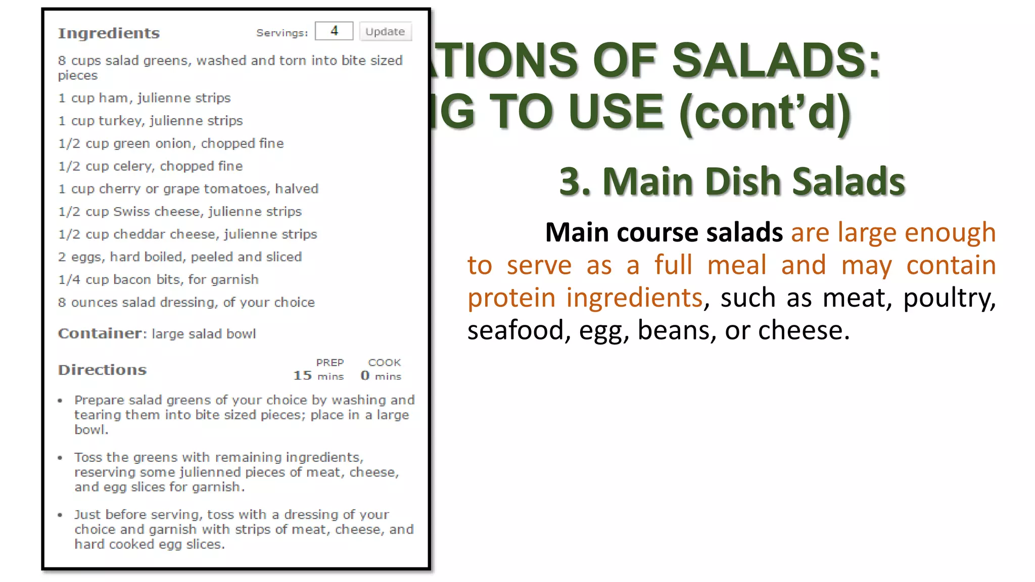 Classifications of salads | PPTX