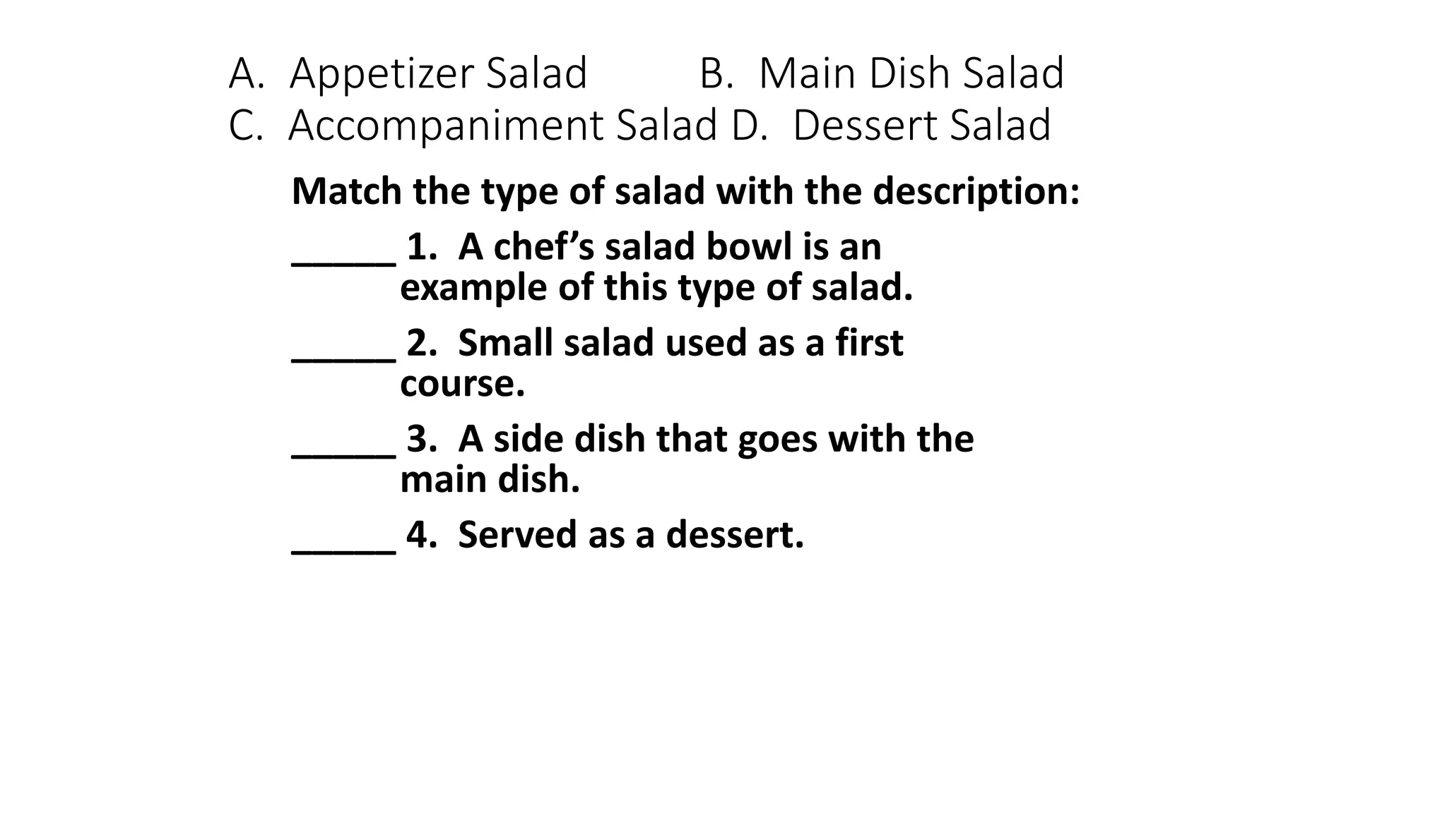 Classifications of salads | PPTX