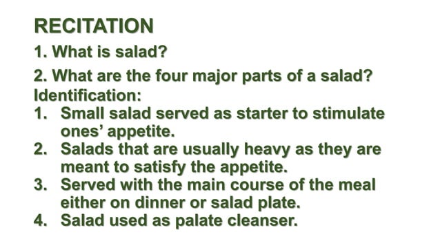 Classifications of salads | PPTX | Healthy Cooking and Eating | Food ...