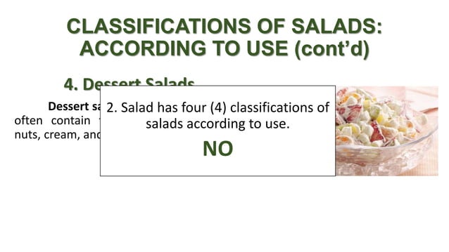 Classifications of salads | PPTX | Healthy Cooking and Eating | Food ...