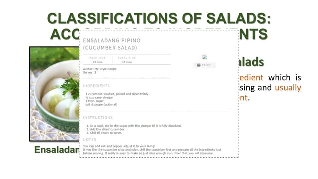 Classifications of salads | PPTX | Healthy Cooking and Eating | Food ...