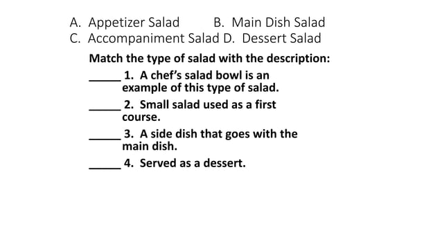 Classifications of salads | PPTX | Healthy Cooking and Eating | Food ...