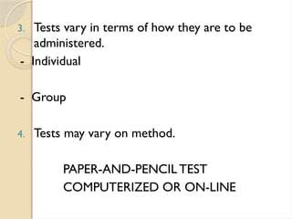 CLASSIFICATIONS OF TESTS and assumptions (2).pptx