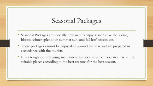 Classification of Tour Packages | PPTX | Travel Preparation and Advice ...