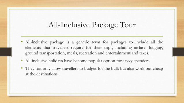Classification of Tour Packages | PPTX | Travel Preparation and Advice ...