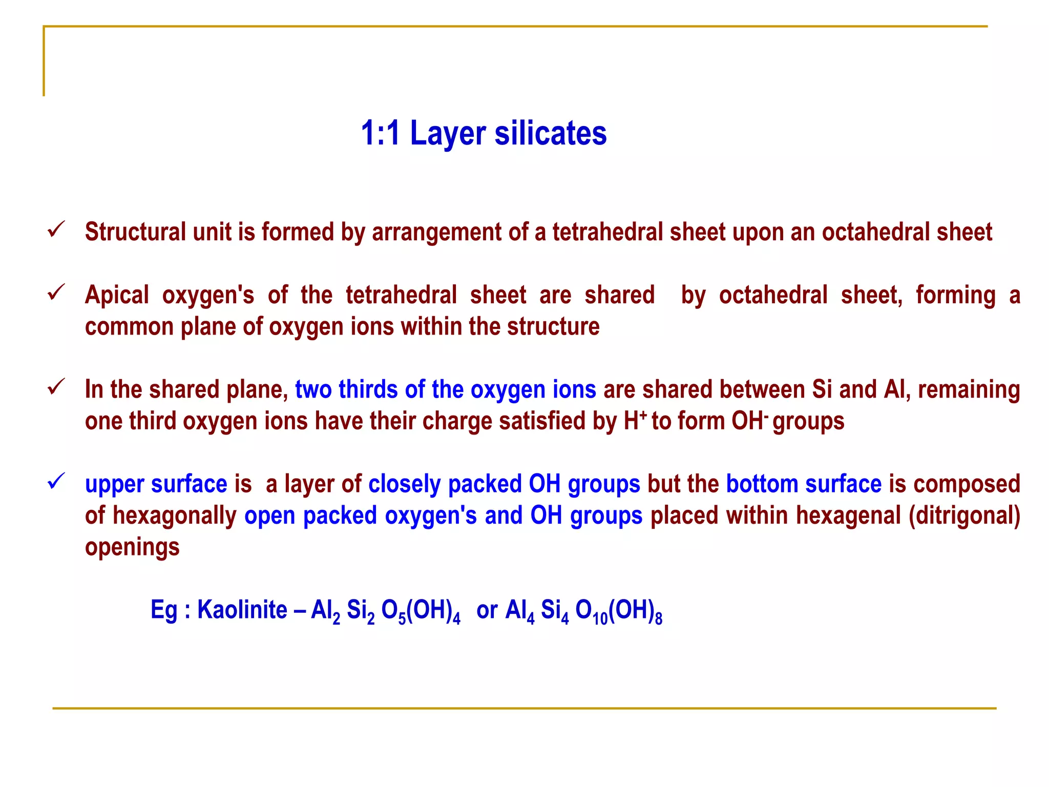 CLASSIFICATION, STRUCTURE, CHEMICAL COMPOSITION AND PROPERTIES OF CLAY ...