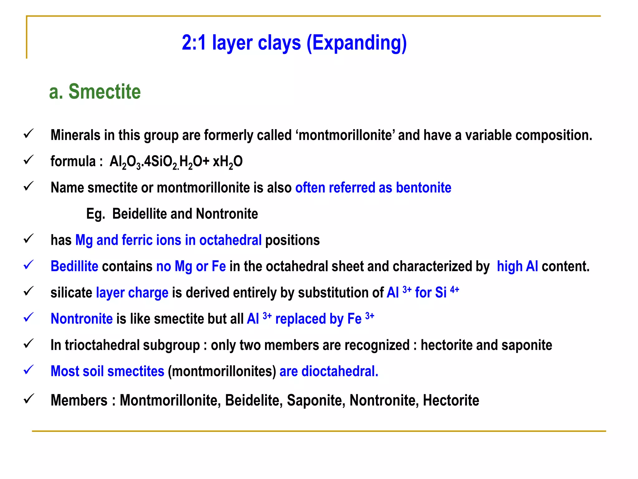 CLASSIFICATION, STRUCTURE, CHEMICAL COMPOSITION AND PROPERTIES OF CLAY ...