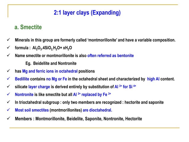 CLASSIFICATION, STRUCTURE, CHEMICAL COMPOSITION AND PROPERTIES OF CLAY ...