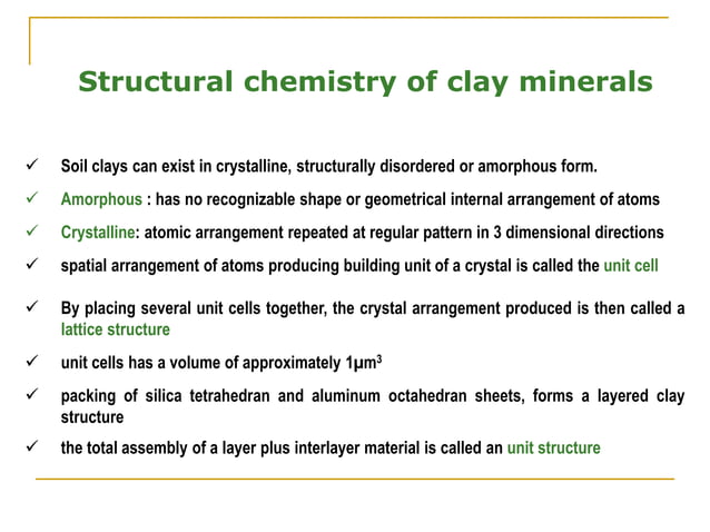 CLASSIFICATION, STRUCTURE, CHEMICAL COMPOSITION AND PROPERTIES OF CLAY ...