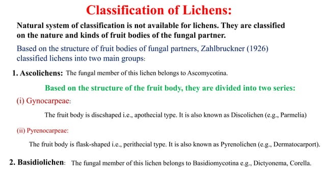 Structure and Classification of Lichen.pptx | Geography | Science