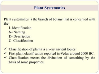 CLASSIFICATION SYSTEMS IN PLANTS | PPTX