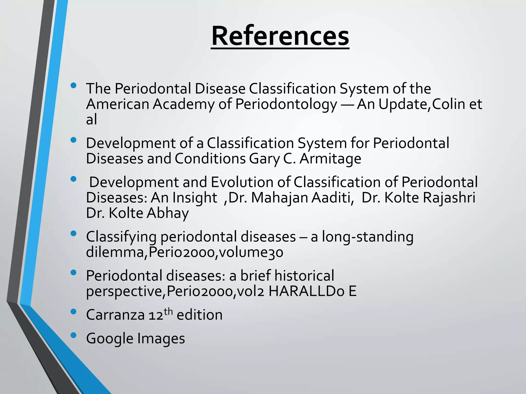 Classification Systems of Periodontal Diseases | PPTX