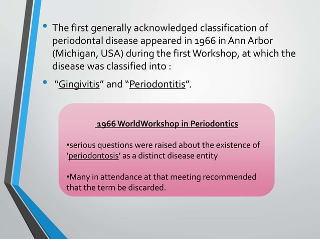 Classification Systems of Periodontal Diseases | PPTX