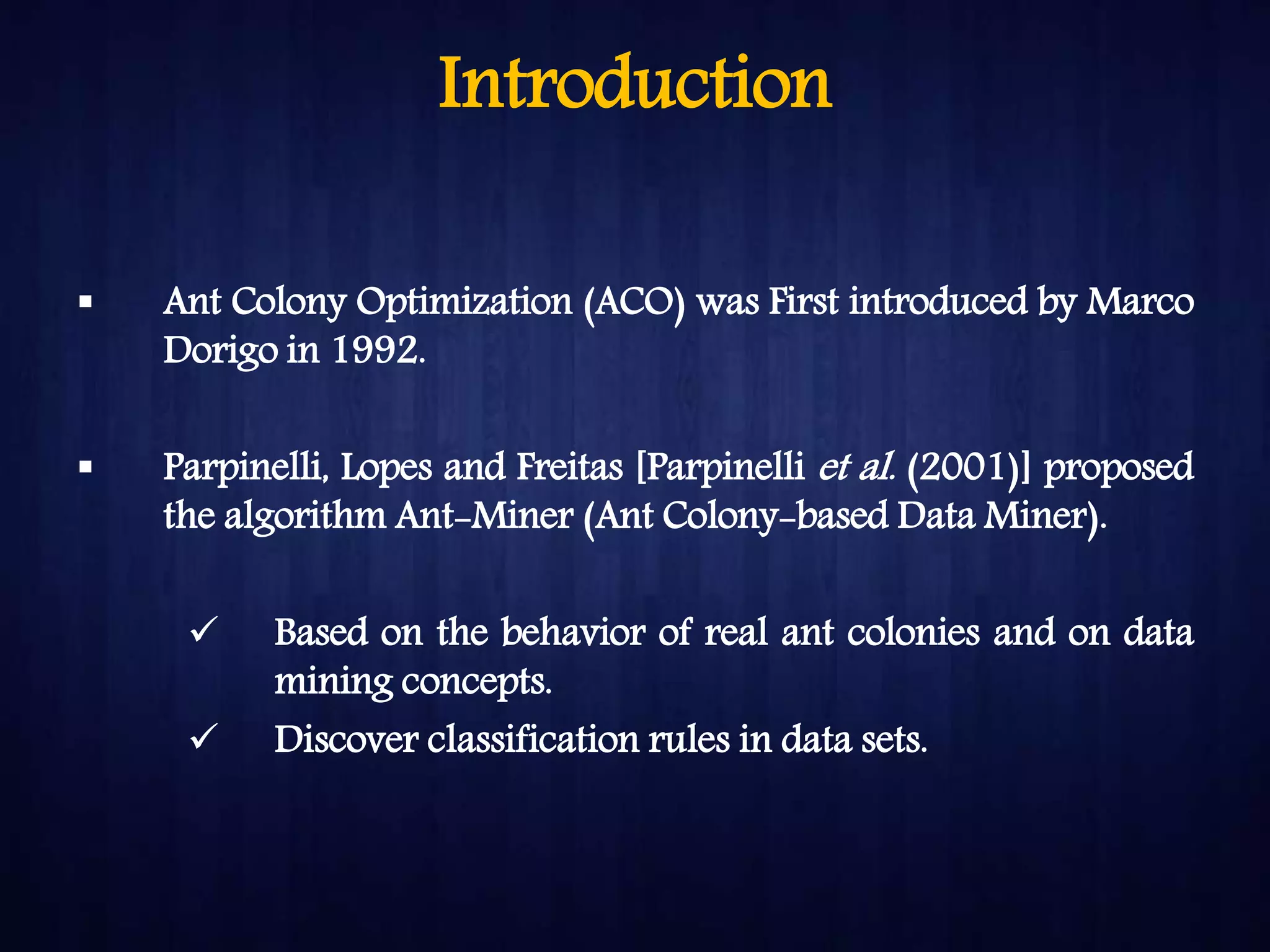 Classification With Ant Colony Optimization Ppt