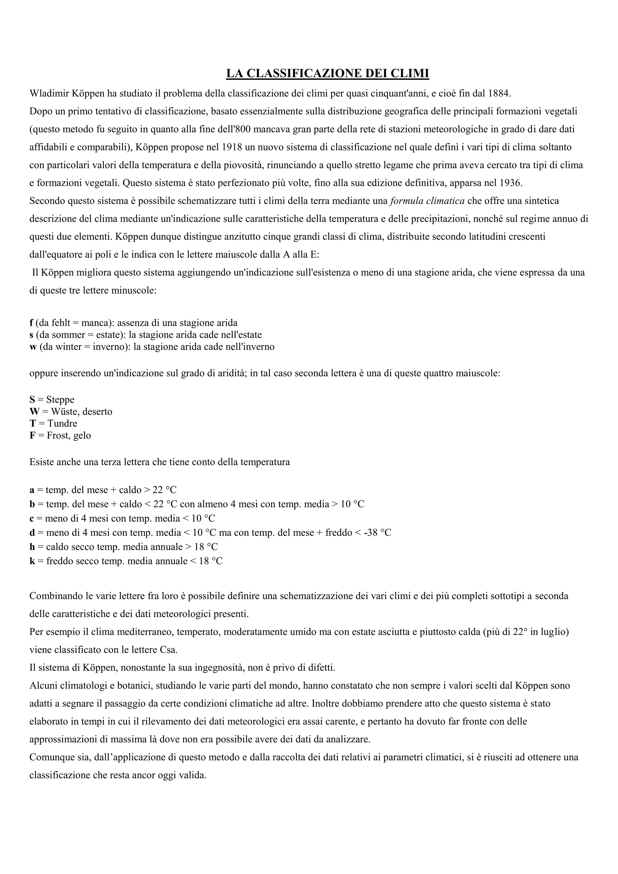Classificazione dei climi e climatogrammi | PDF