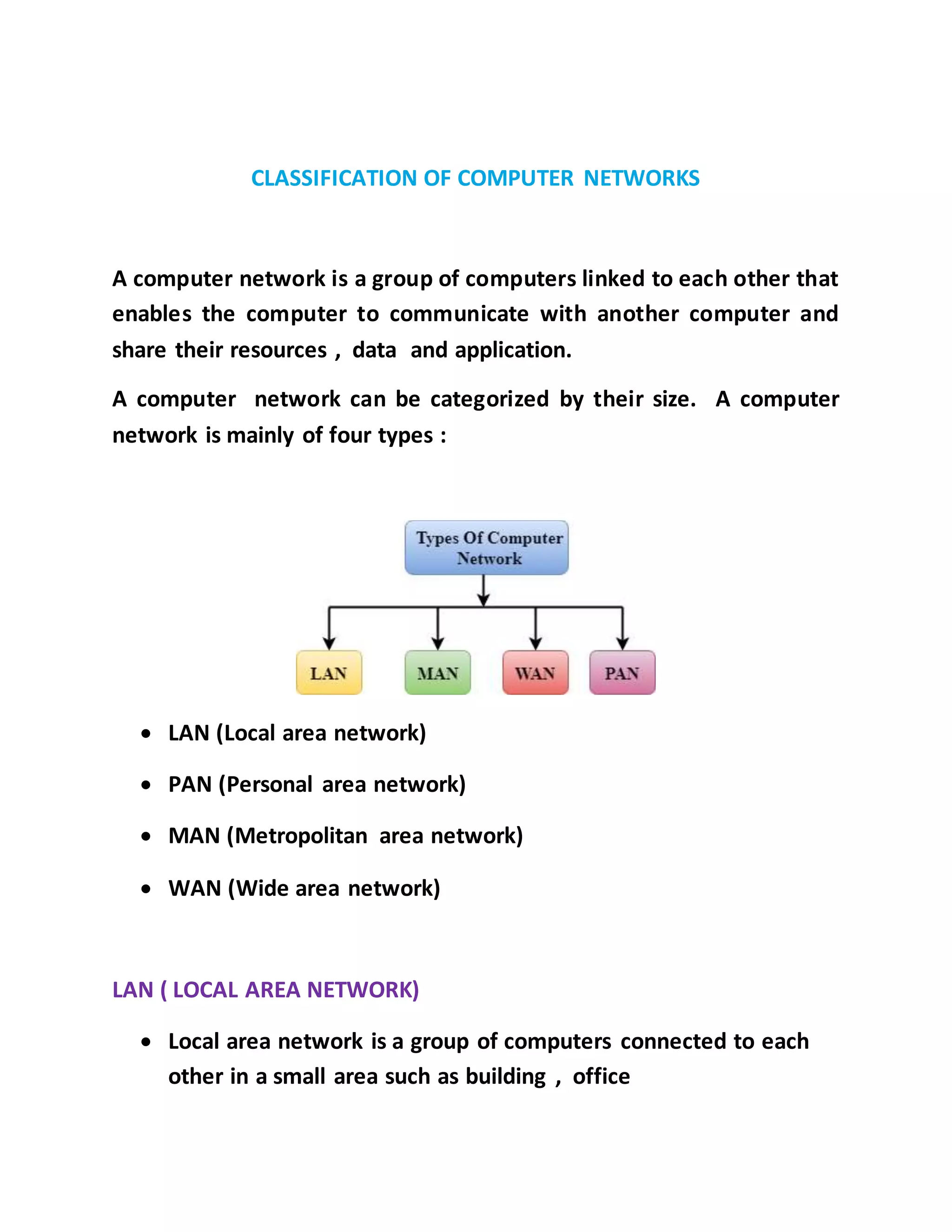Classifiction of computer networks | PDF