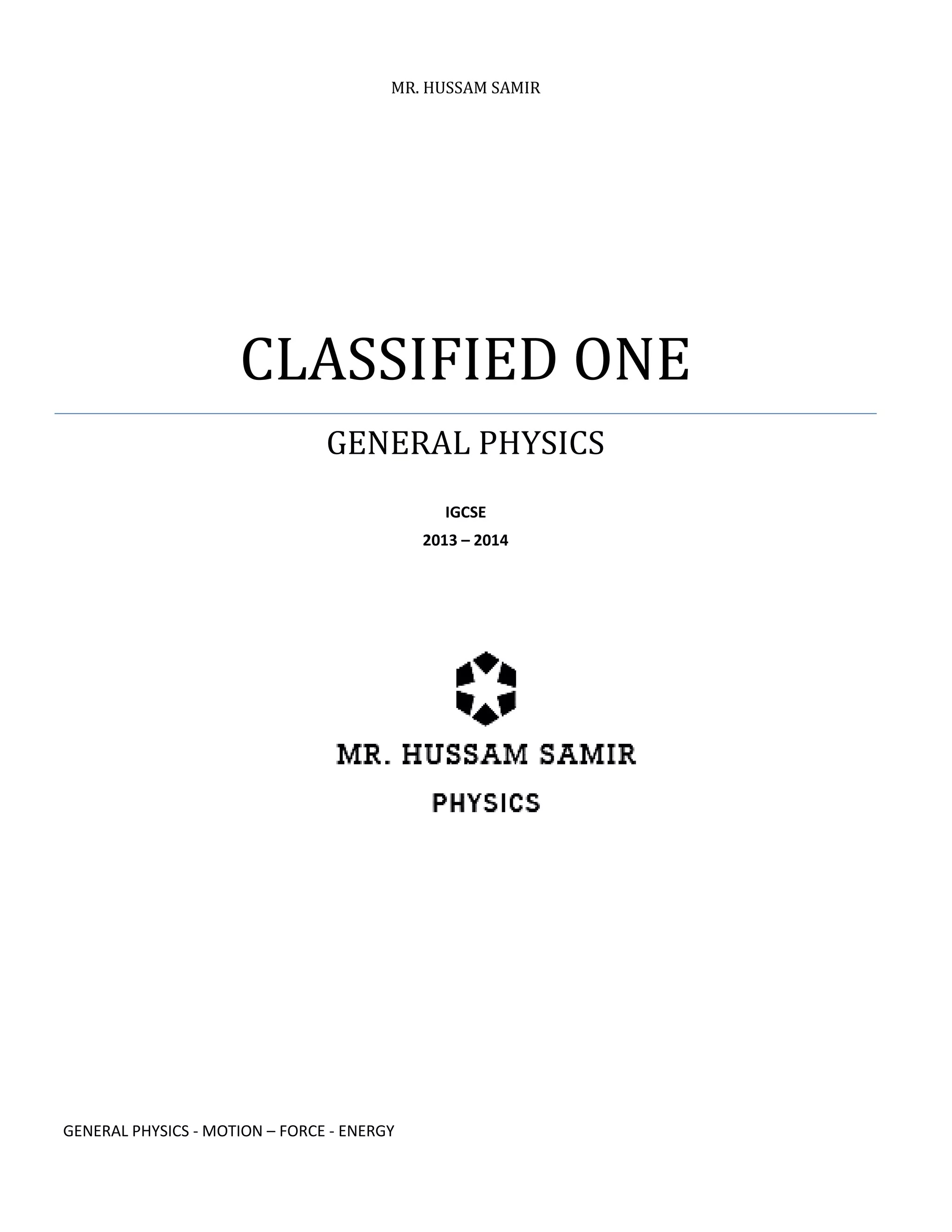 PHYSICS Classified 1 | PDF
