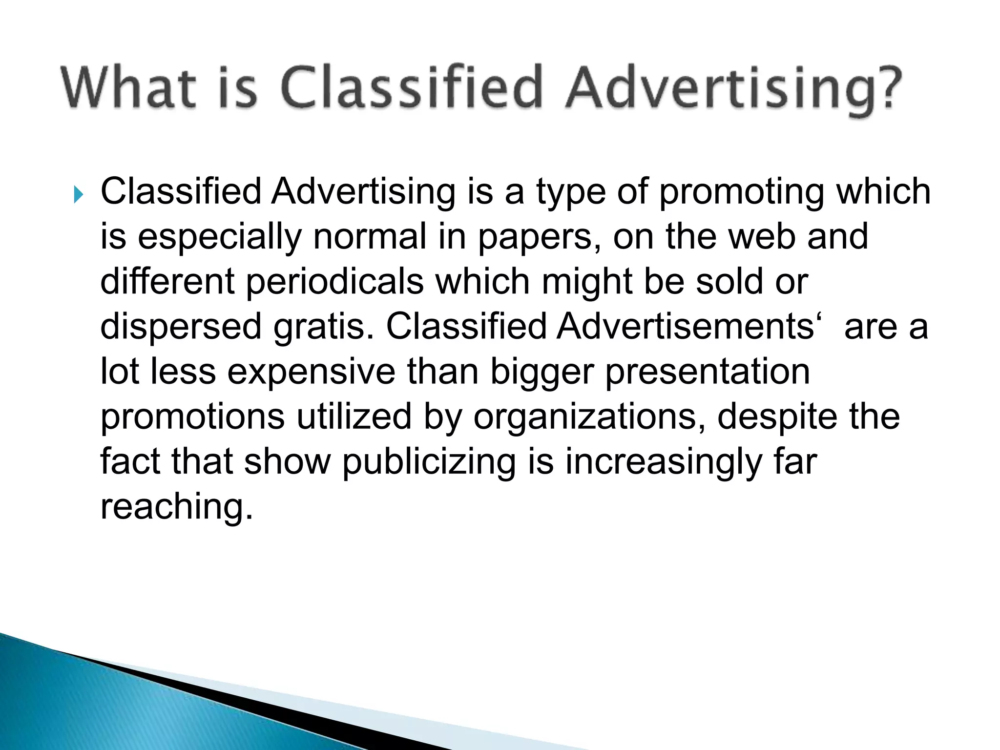 Classified ads ppt | PPTX
