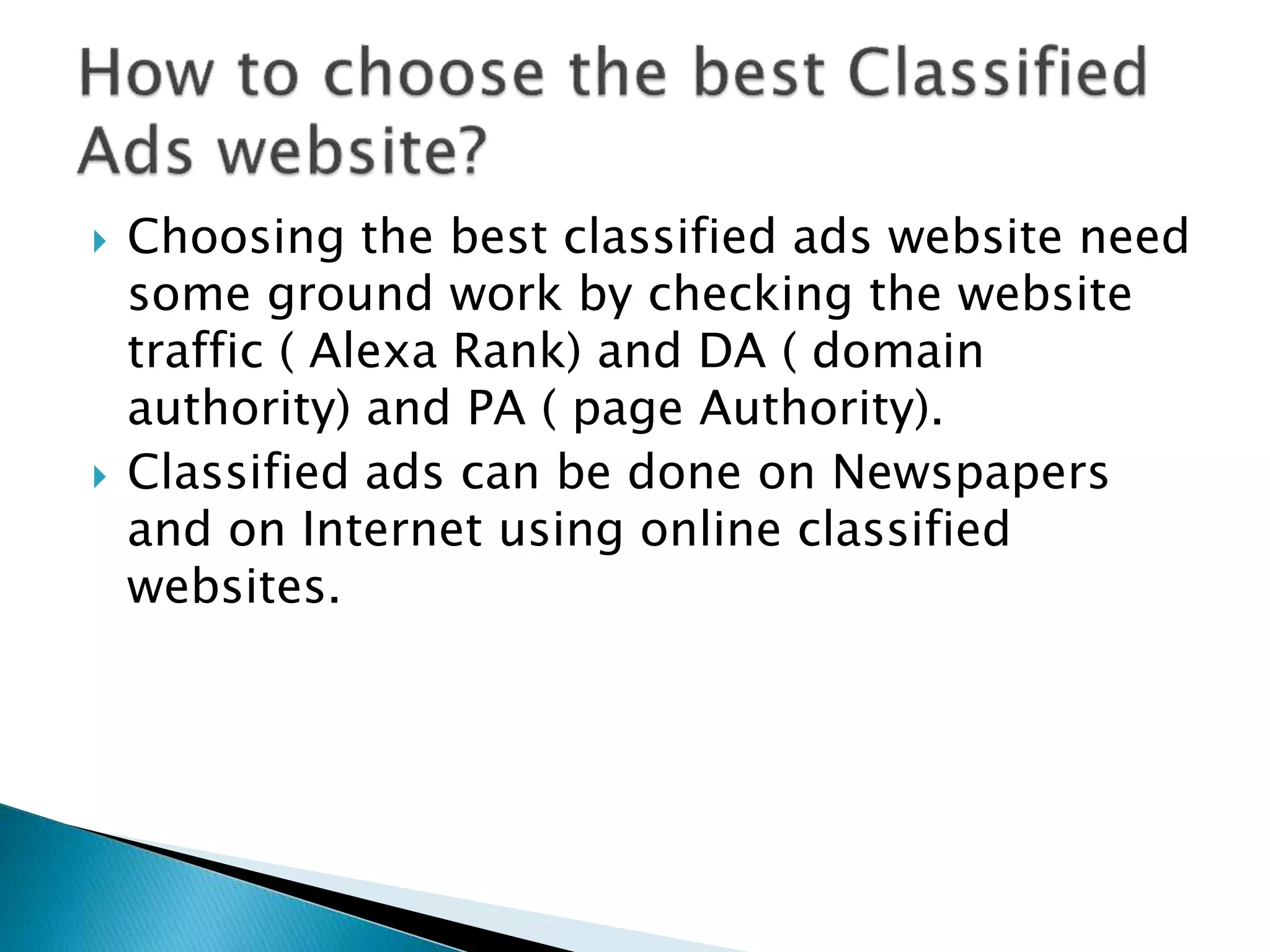 Classified ads ppt | PPTX