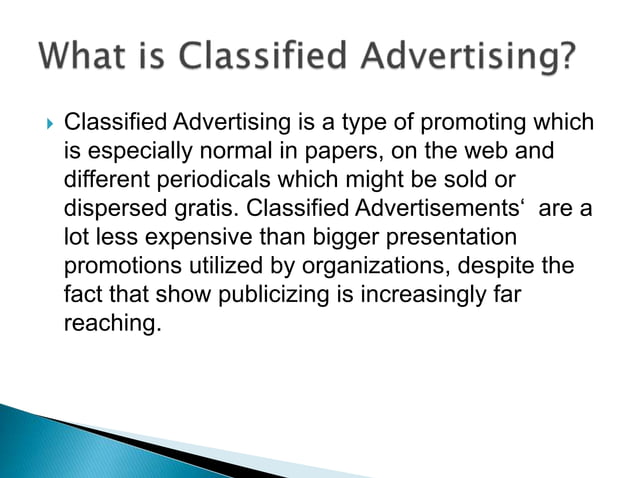 Classified ads ppt | PPTX