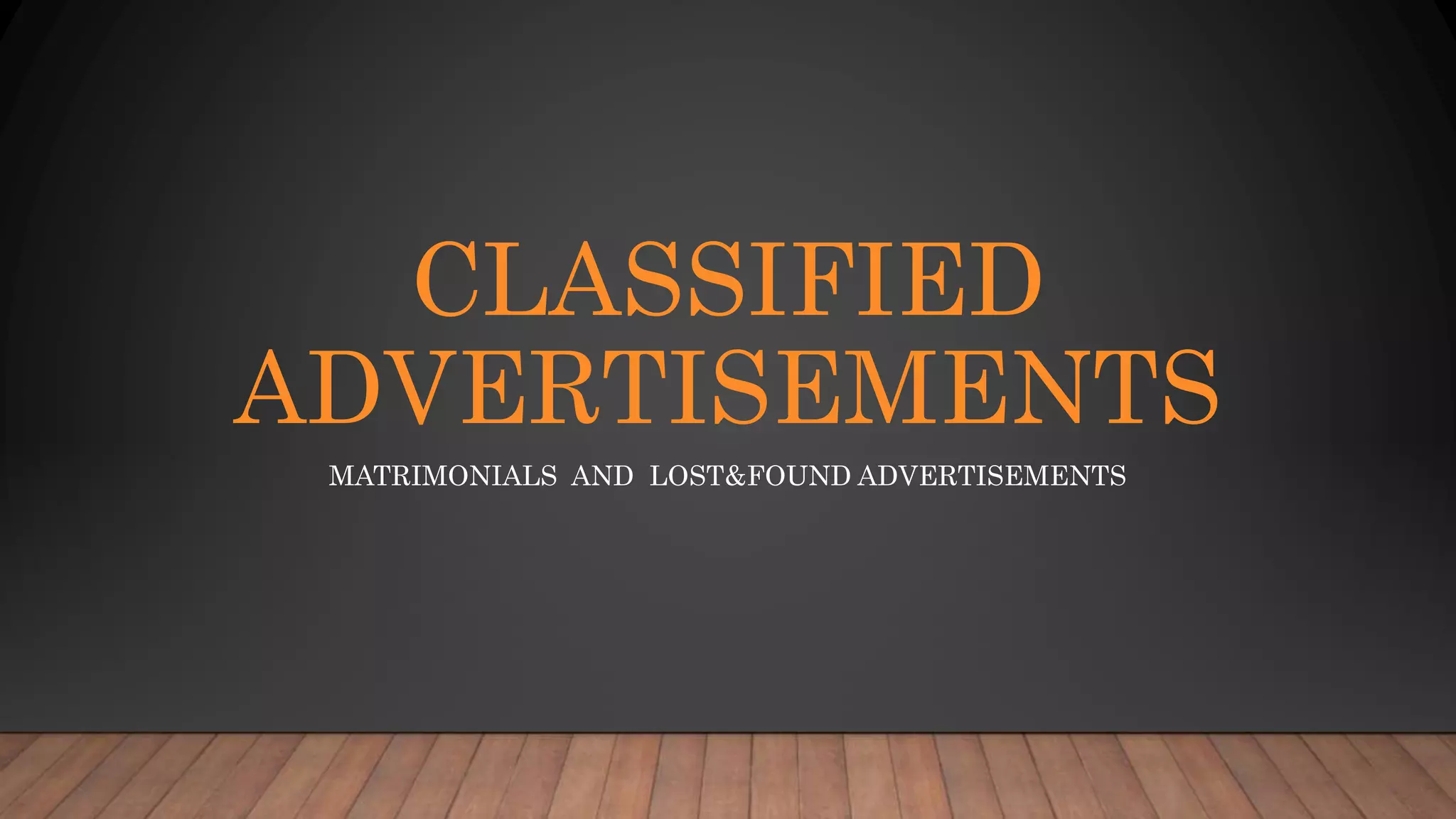Classified advertisements | PPTX