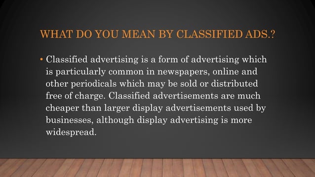 Classified advertisements | PPT