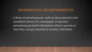 Classified advertisements | PPTX | Marriage and Civil Unions | Family ...