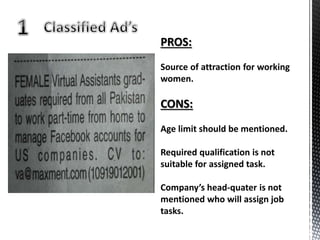 Classified and display Ads | PPTX