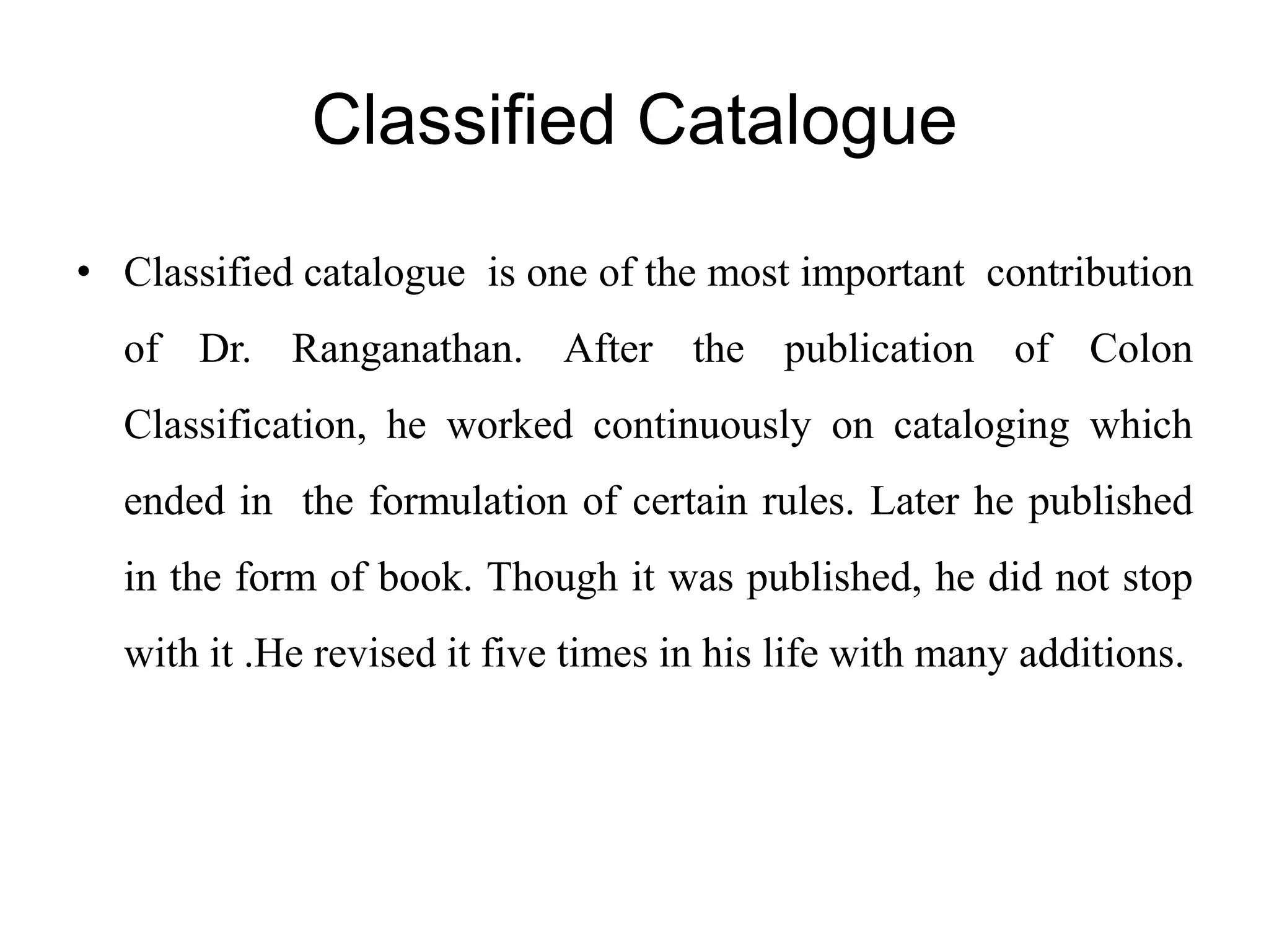 Classified catalogue | PPTX