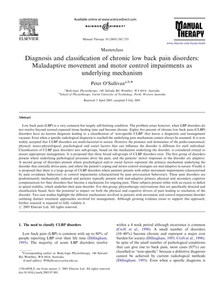 Maladaptive movement and motor control impairments as underlying ...