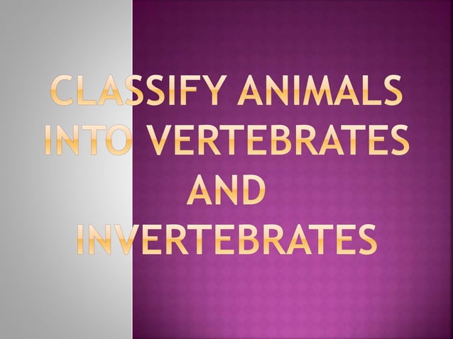 Classify animals into vertebrates and invertebrates | PPTX