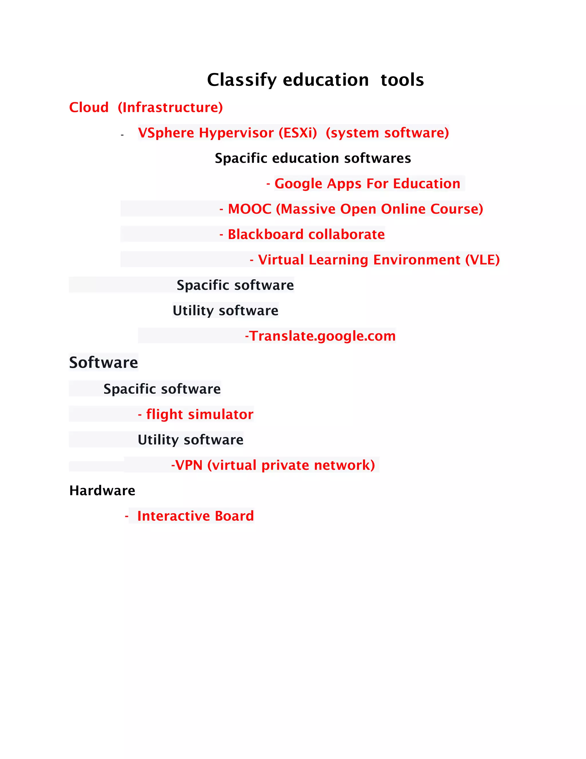 Classify education tools | PDF