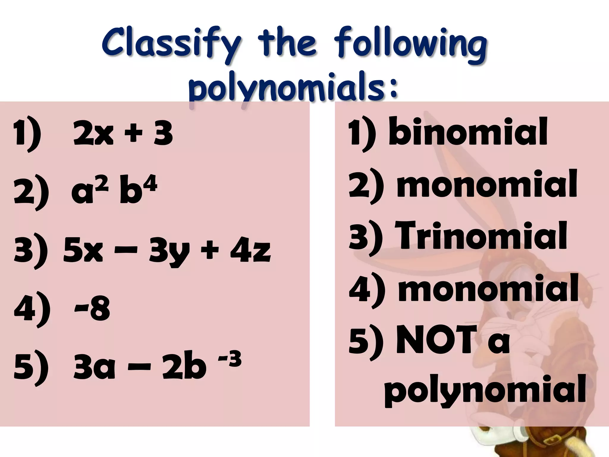 Classifying Polynomials | PPTX