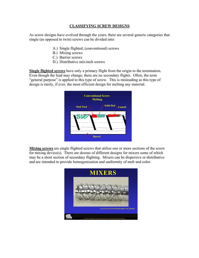 Feed Screw Design Classification for Injection Molding / Extrusion ...