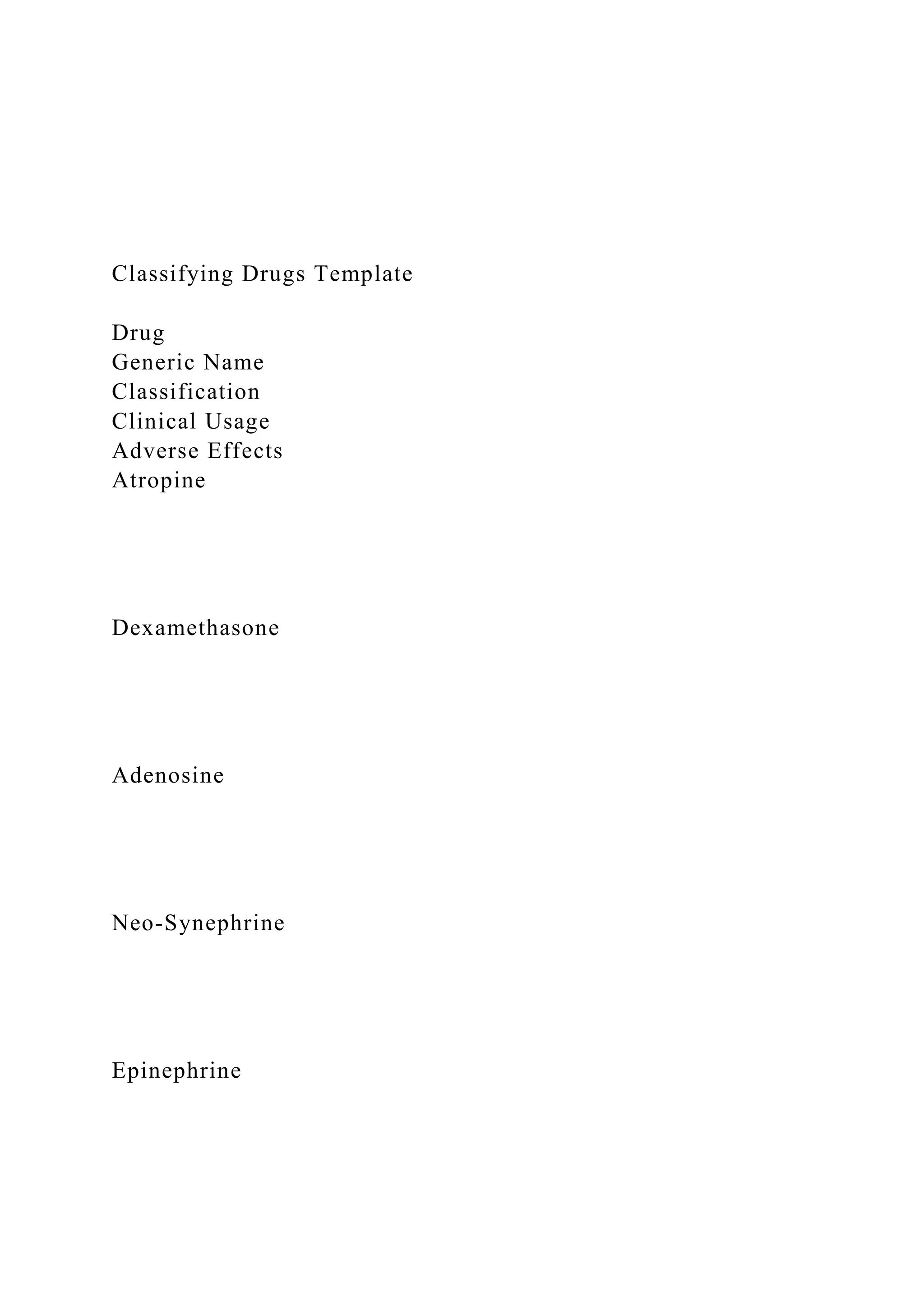 Classifying Drugs Template Druggeneric Nameclassificdocx