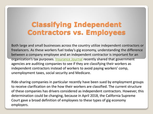 Classifying independent contractors vs. employees | PPT