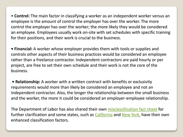 Classifying independent contractors vs. employees | PPT